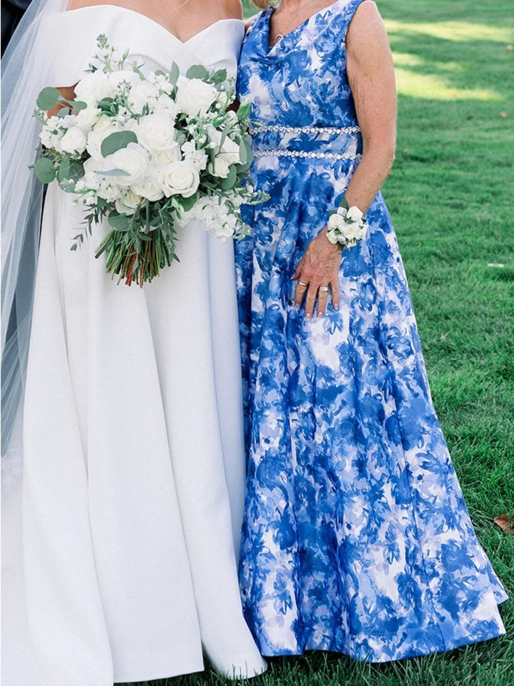 Oleg Cassini | Dresses | Oleg Cassini Blue Floral Maxi Dress | Poshmark